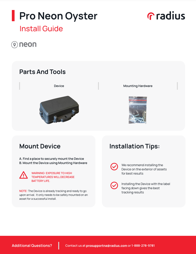 Pro Neon Oyster Installation Guide – Radius Telematics