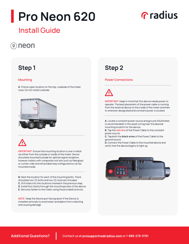 Pro Neon 620 Installation Guide – Radius Telematics