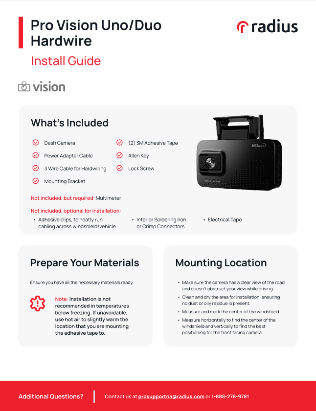 Pro Vision Uno/Duo Hardware Installation Guide – Radius Telematics