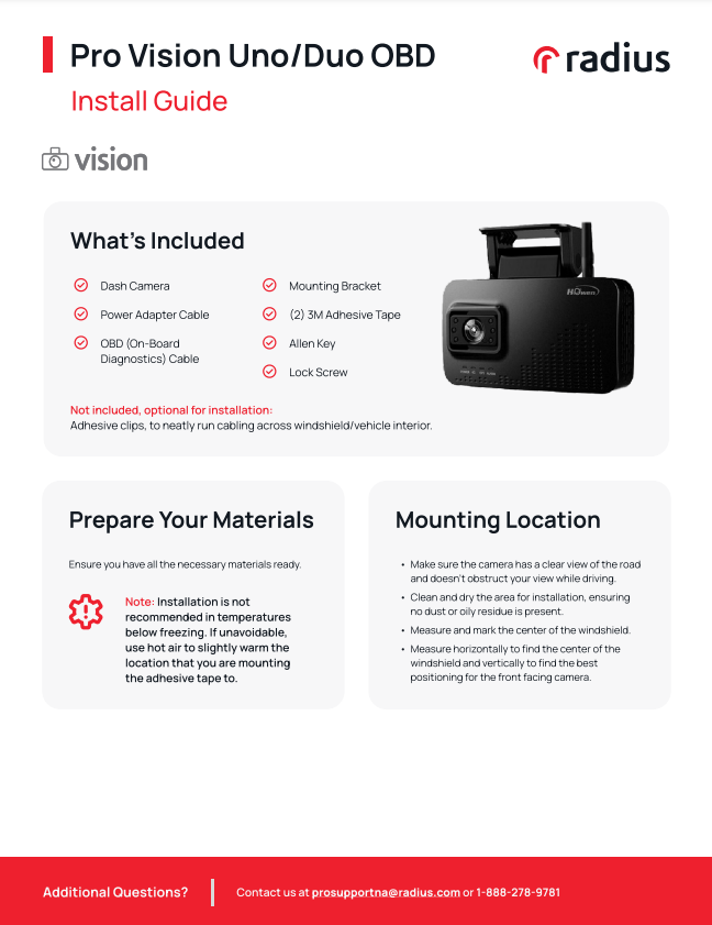 Pro Vision Uno/Duo OBD Installation Guide – Radius Telematics
