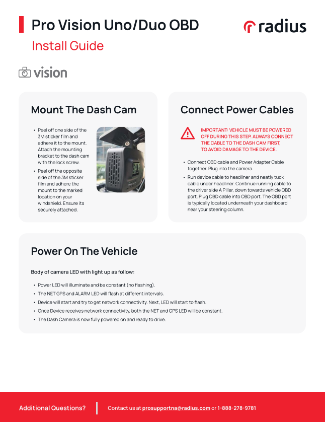 Pro Vision Uno/Duo OBD Installation Guide – Radius Telematics