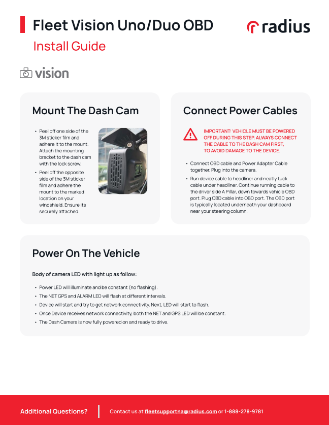 Fleet Vision Uno/Duo OBD Installation Guide – Radius Telematics