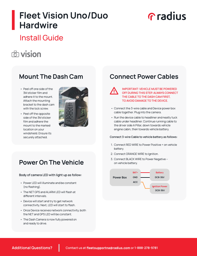 Fleet Vision Uno/Duo Hardwire Installation Guide – Radius Telematics