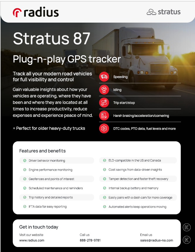 Stratus 87 Sales Flyer Spec Sheet – Radius Telematics