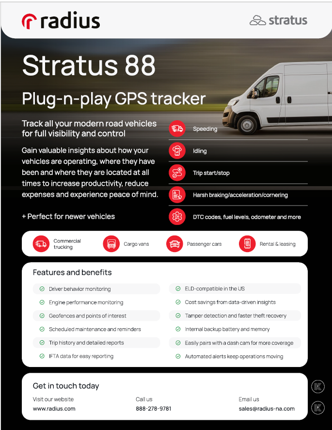 Stratus 88 Sales Flyer Spec Sheet – Radius Telematics