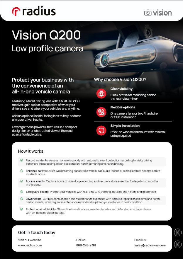 Vision Q200 Sales Flyer Spec Sheet – Radius Telematics